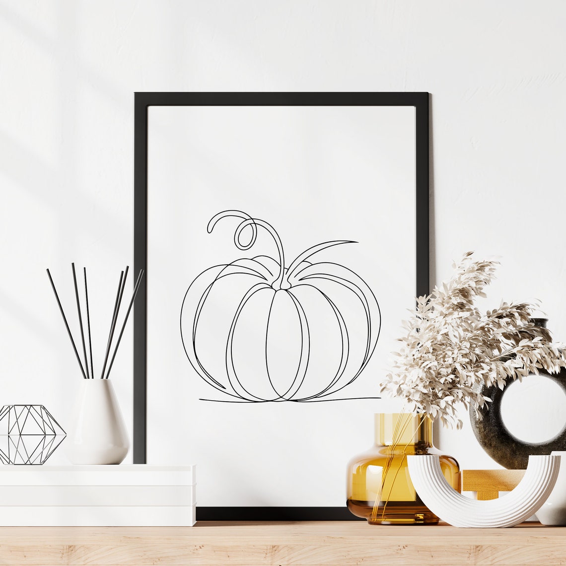 Minimalist Pumpkin Line Art, Pumpkin SVG & PNG Clipart, Halloween ...