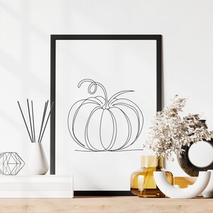 Minimalist Pumpkin Line Art, Pumpkin SVG & PNG Clipart, Halloween ...