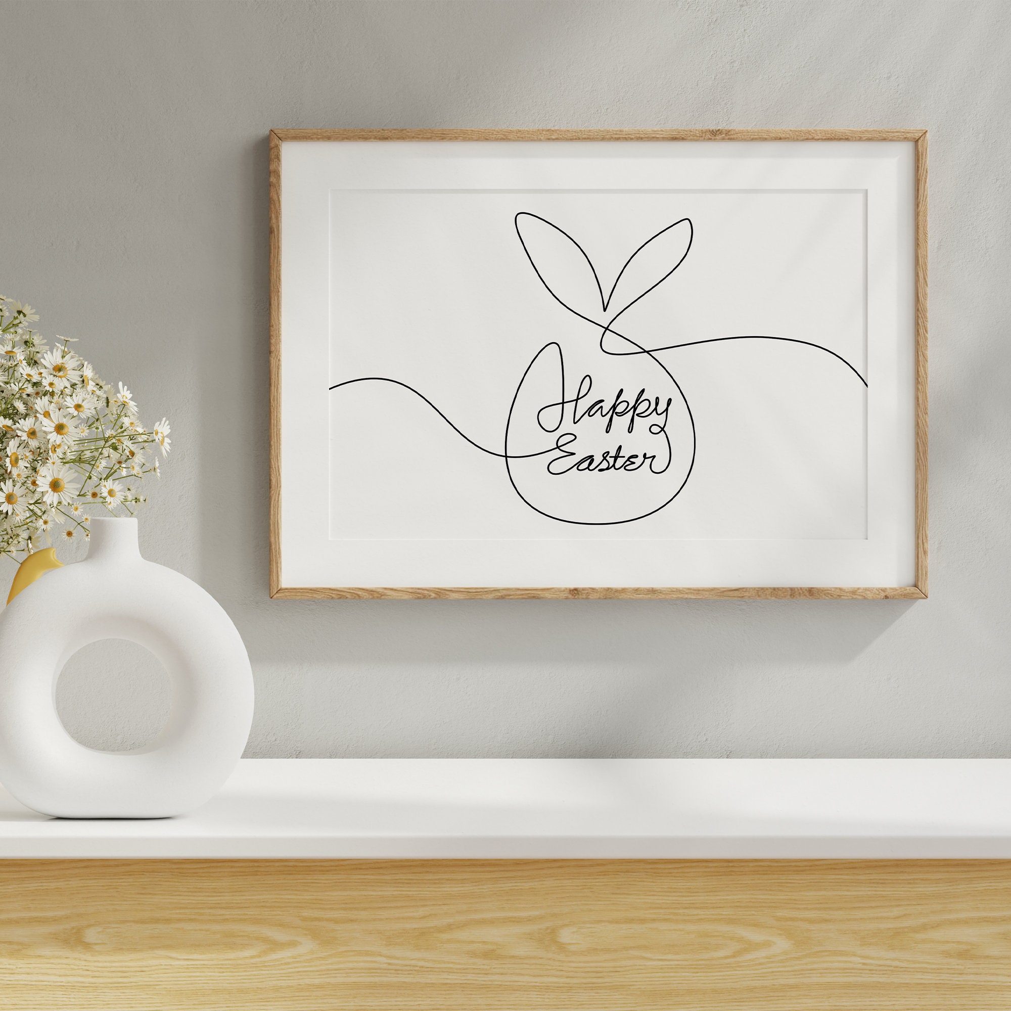 Happy Easter Line Art, Happy Easter SVG & PNG Clipart, Easter One Line ...