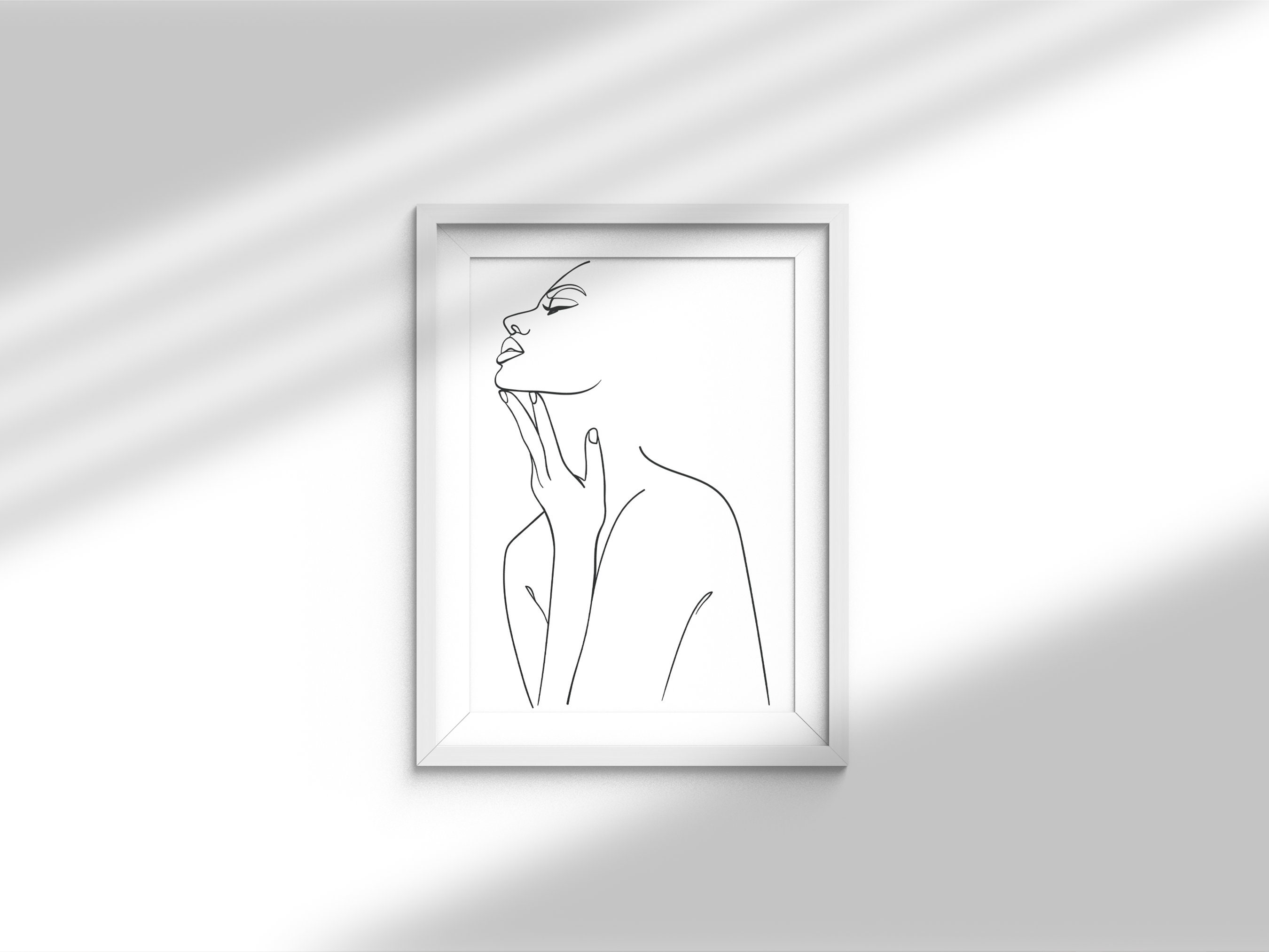 Female Face & Body Profile Line Art Pritable, Beautiful Woman Profile ...