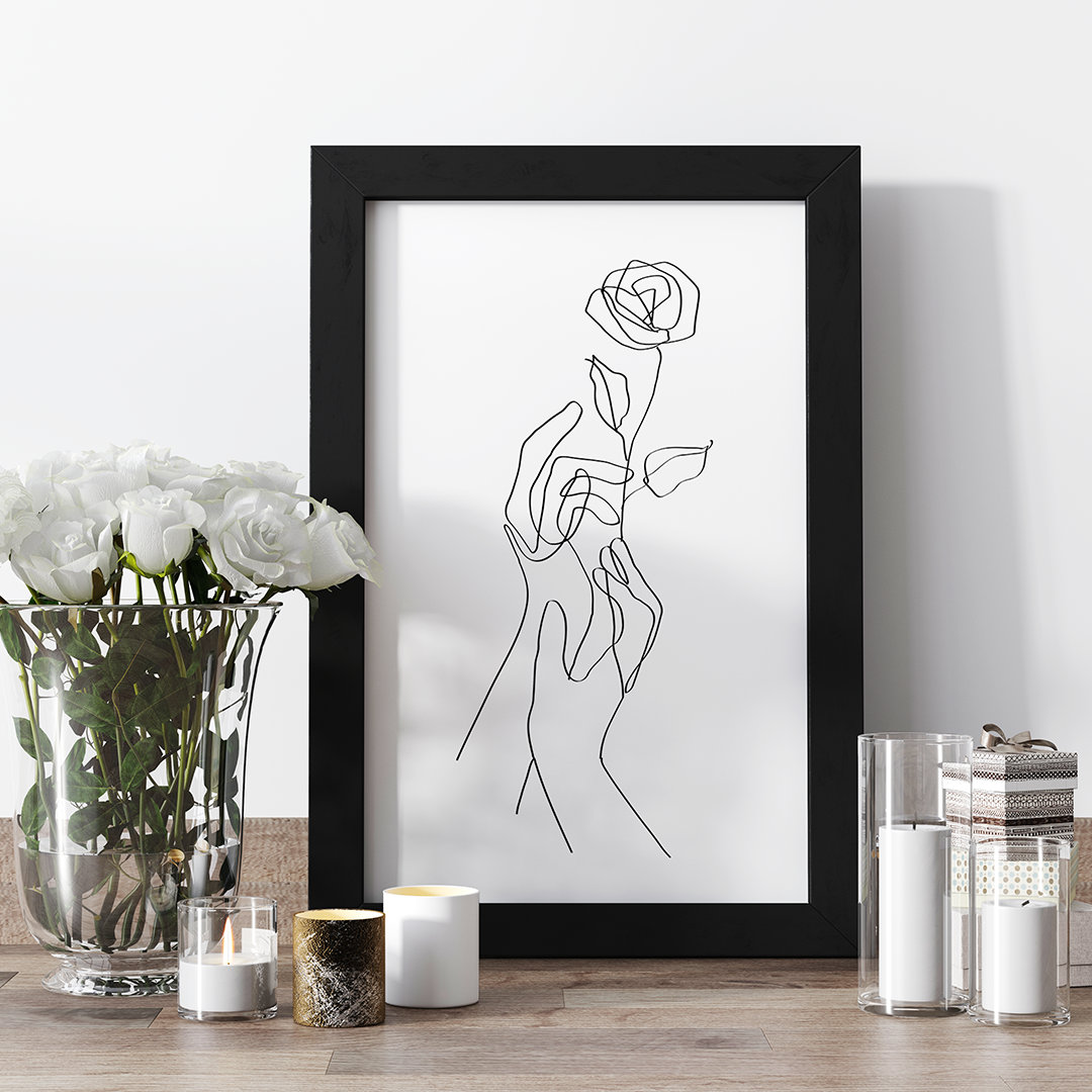 Rose Line Art, Digital Download, Line Art Hand, Flower Line Art, Floral ...