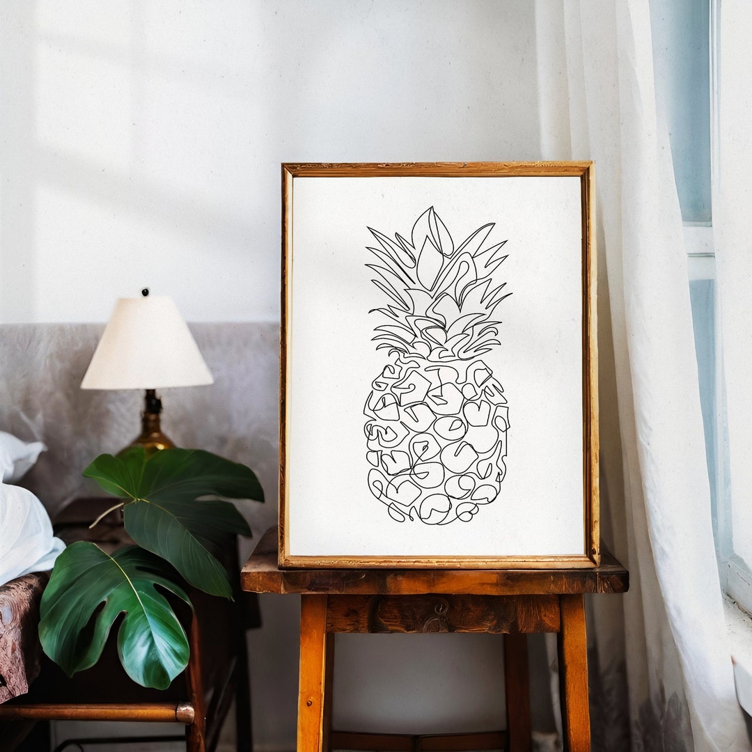 Pineapple Line Art | Pineapple Drawing | Printable Wall Decor | SVG ...