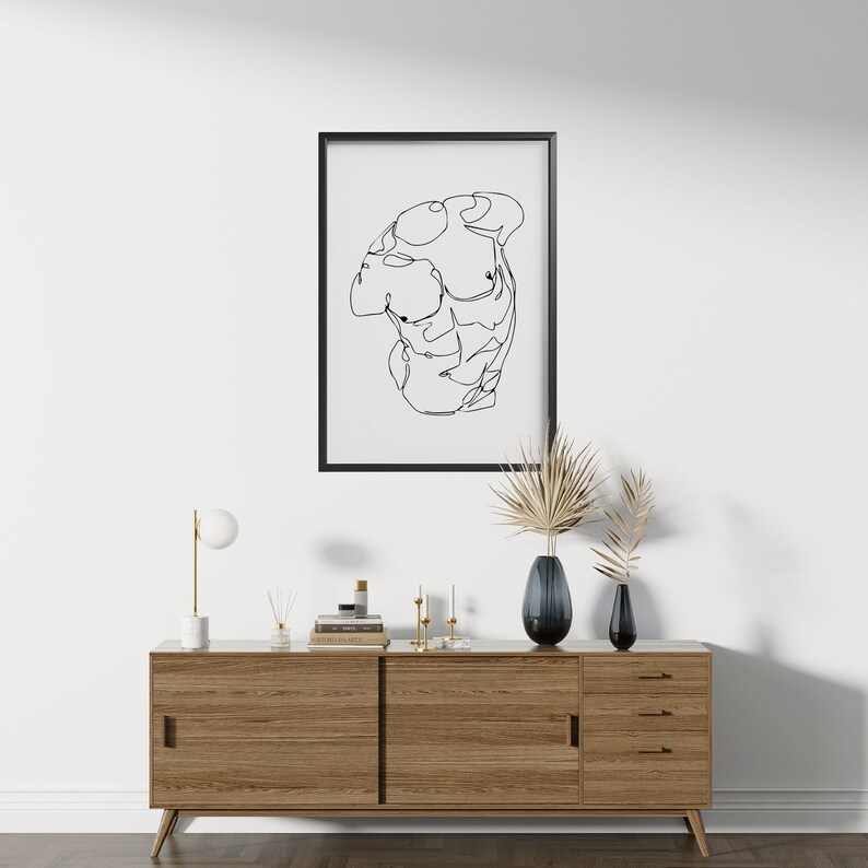 Male Body One Line Drawing Printable, Greek God Statue, Man Body ...