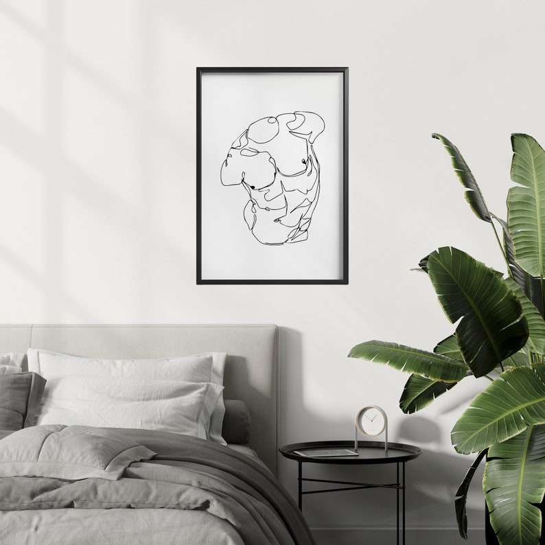 Male Body One Line Drawing Printable, Greek God Statue, Man Body ...