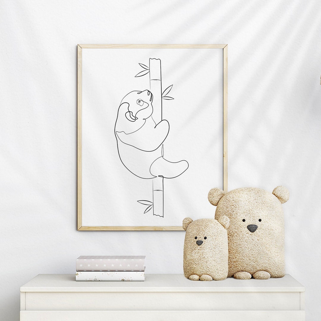 Panda Line Art, Panda Printable Wall Decor, SVG & PNG Clip Art, Panda ...
