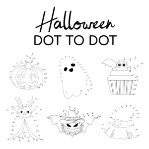 40 Activity Pages of Halloween Dot to Dot Kids Game, Printable ...