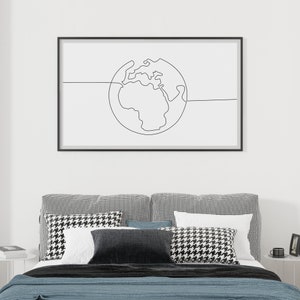 One Line World, Globe Line Art, Travel Line Drawing, Contiguous Line ...