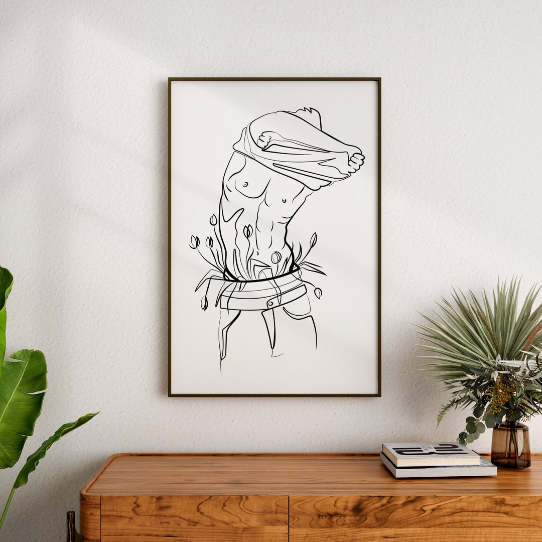 Man Line Art Print, Printable Wall Art, Line Art Print, Line Art Man ...