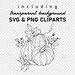 Pumpkin Line Art, Pumpkin SVG & PNG Clipart, Halloween Pumpkins Line ...