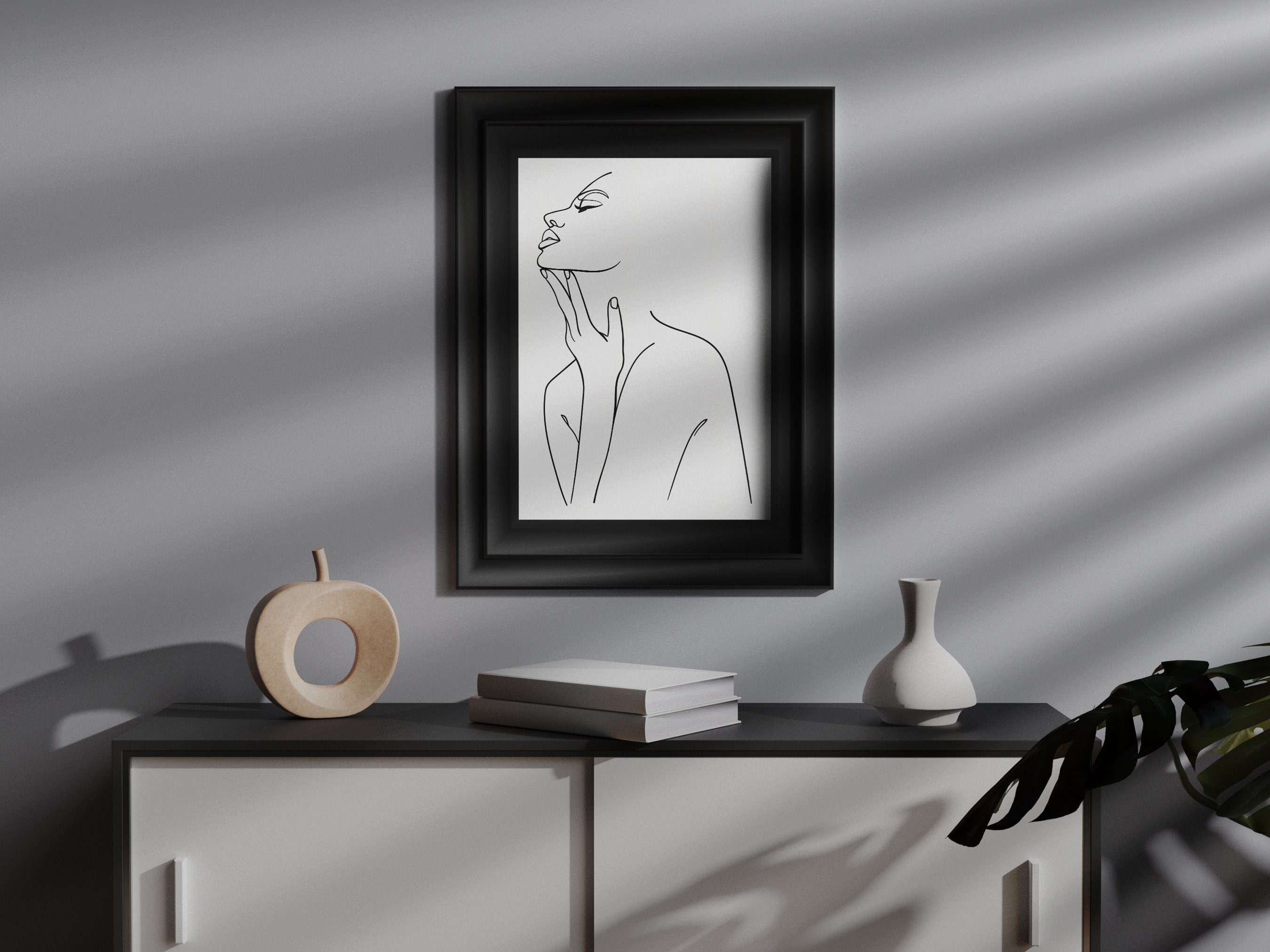Female Face & Body Profile Line Art Pritable, Beautiful Woman Profile ...