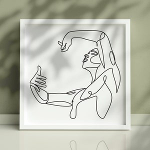 Male Dancer Line Art Set of 9 Wall Art, One Line Men Dancer Ballerina ...
