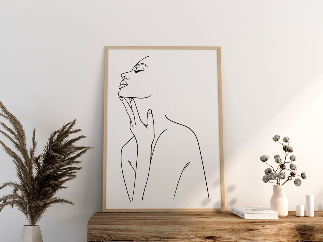 Female Face & Body Profile Line Art Pritable, Beautiful Woman Profile ...