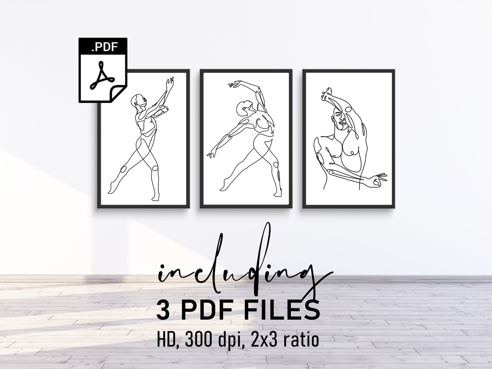 Male Dancer Line Art Set of 9 Wall Art, One Line Men Dancer Ballerina ...