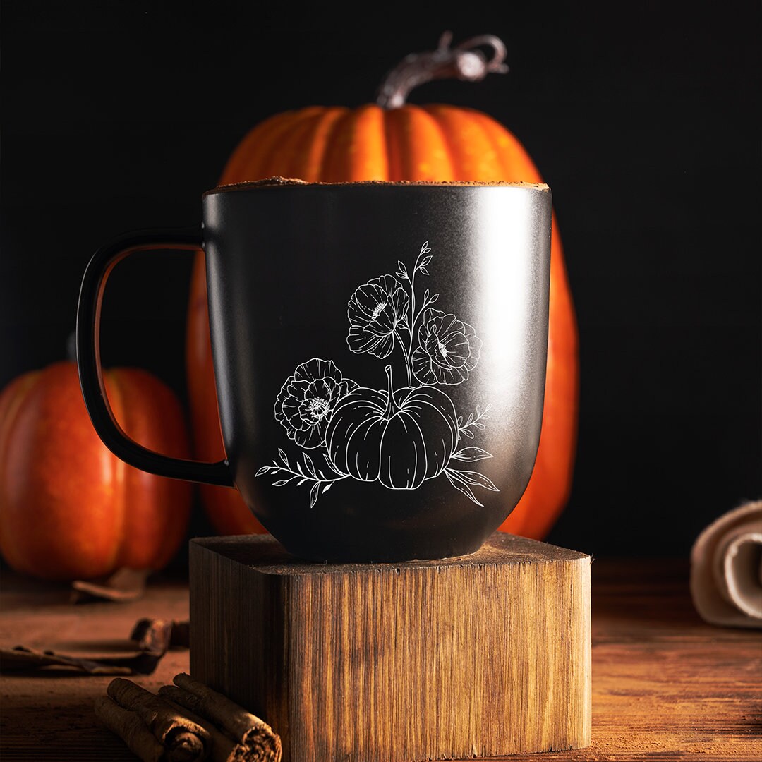 Floral Pumpkin Line Art Set of 4, Black and White Pumpkin SVG & PNG ...