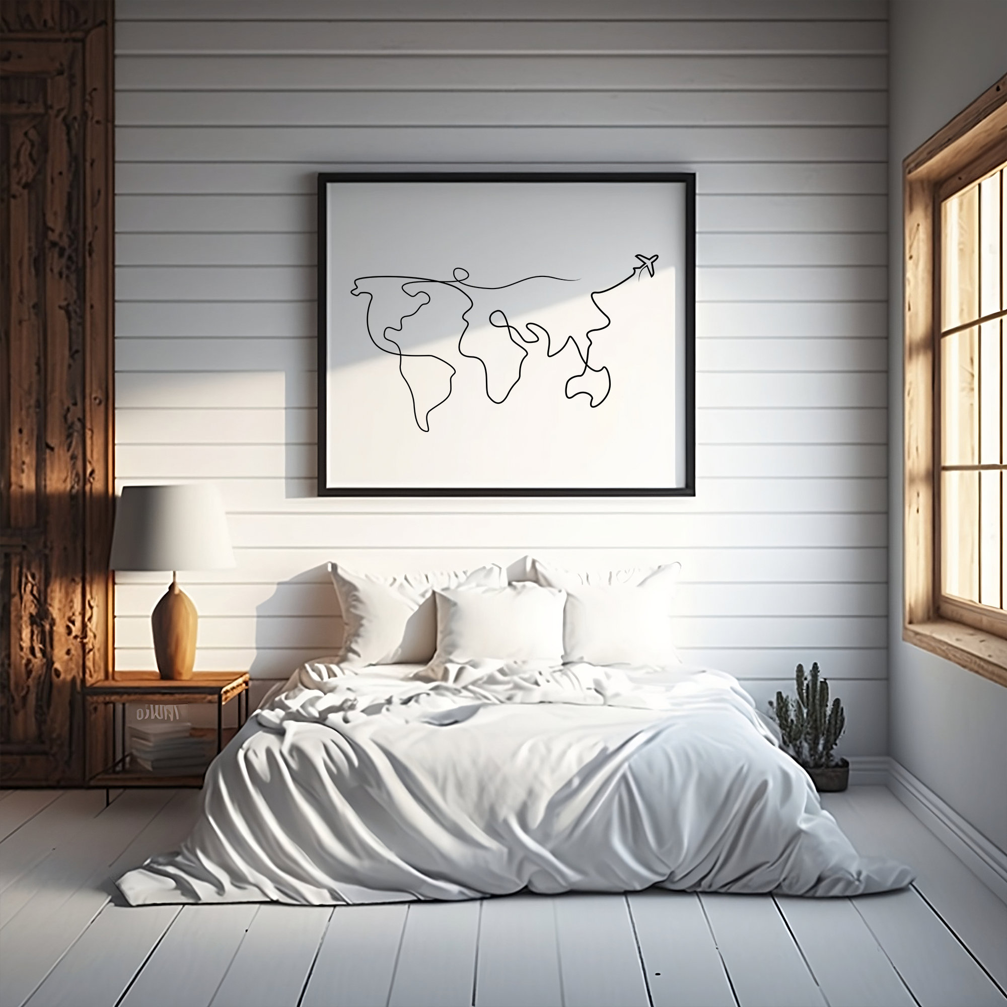 One Line World Map, World Line Drawing, Minimalist Nursery Poster ...