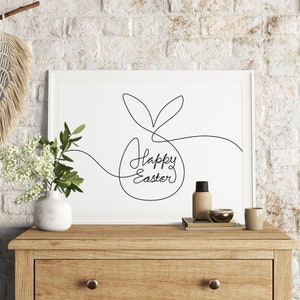 Happy Easter Line Art, Happy Easter SVG & PNG Clipart, Easter One Line ...