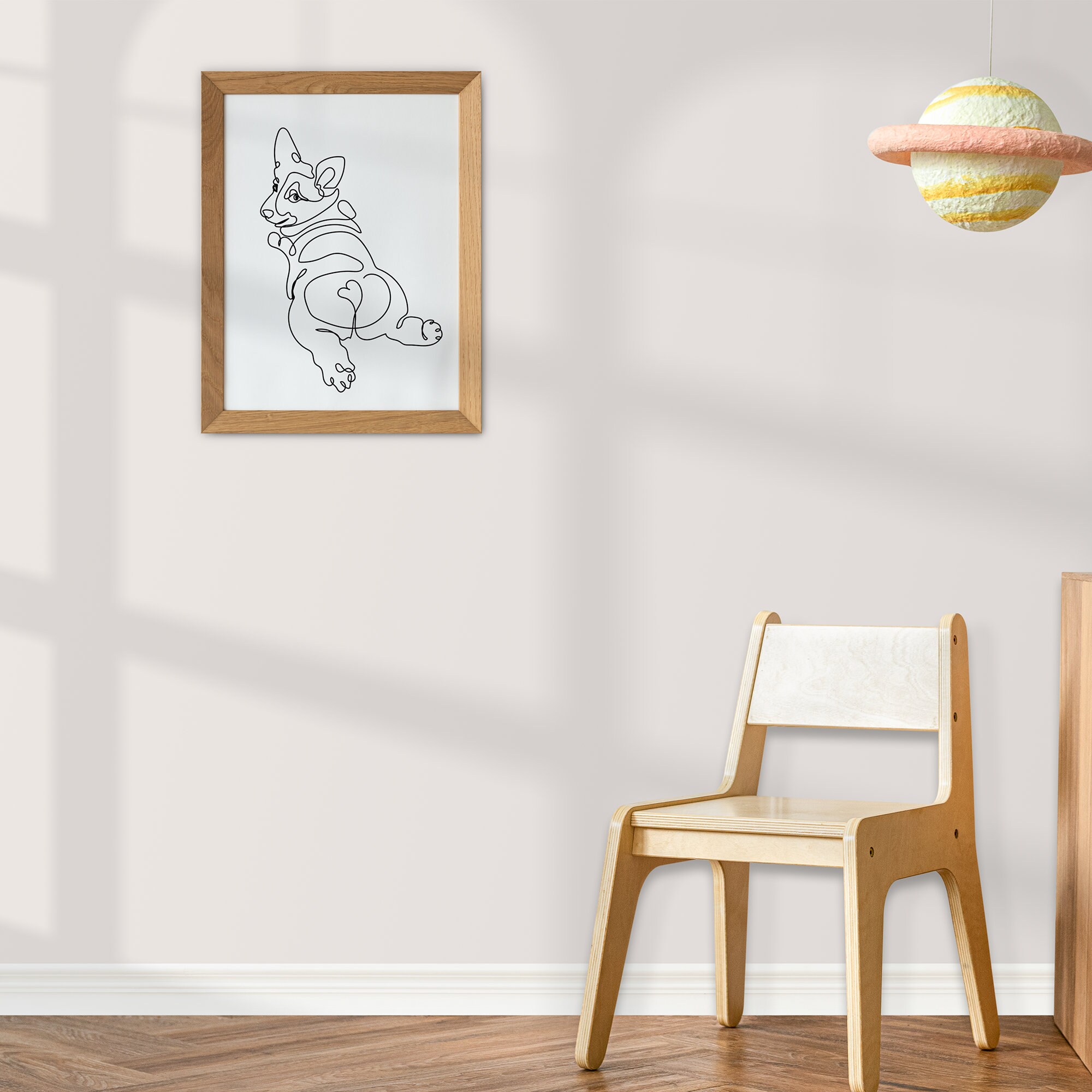Corgi Print, Corgi One Line Art, Kawaii Corgi Butt Printable, Dog Line ...