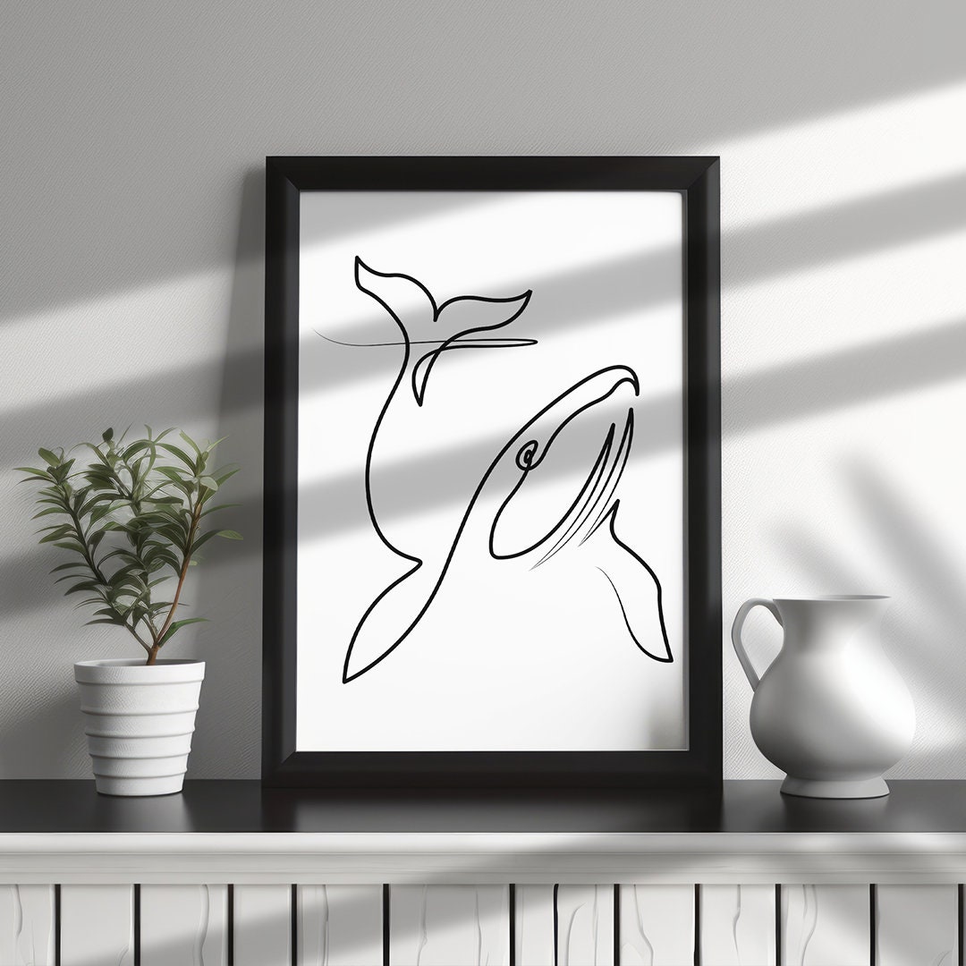Whale Printable, Whale Line Art, Nursery Sea Animal Wall Art, Whale SVG ...