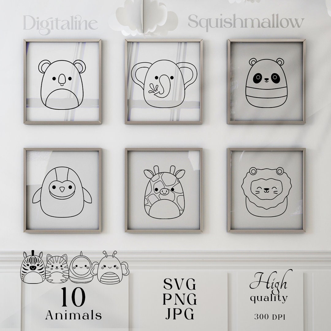 Squishmallows Animals Bundle Set of 10 PNG & SVG Clipart - Etsy