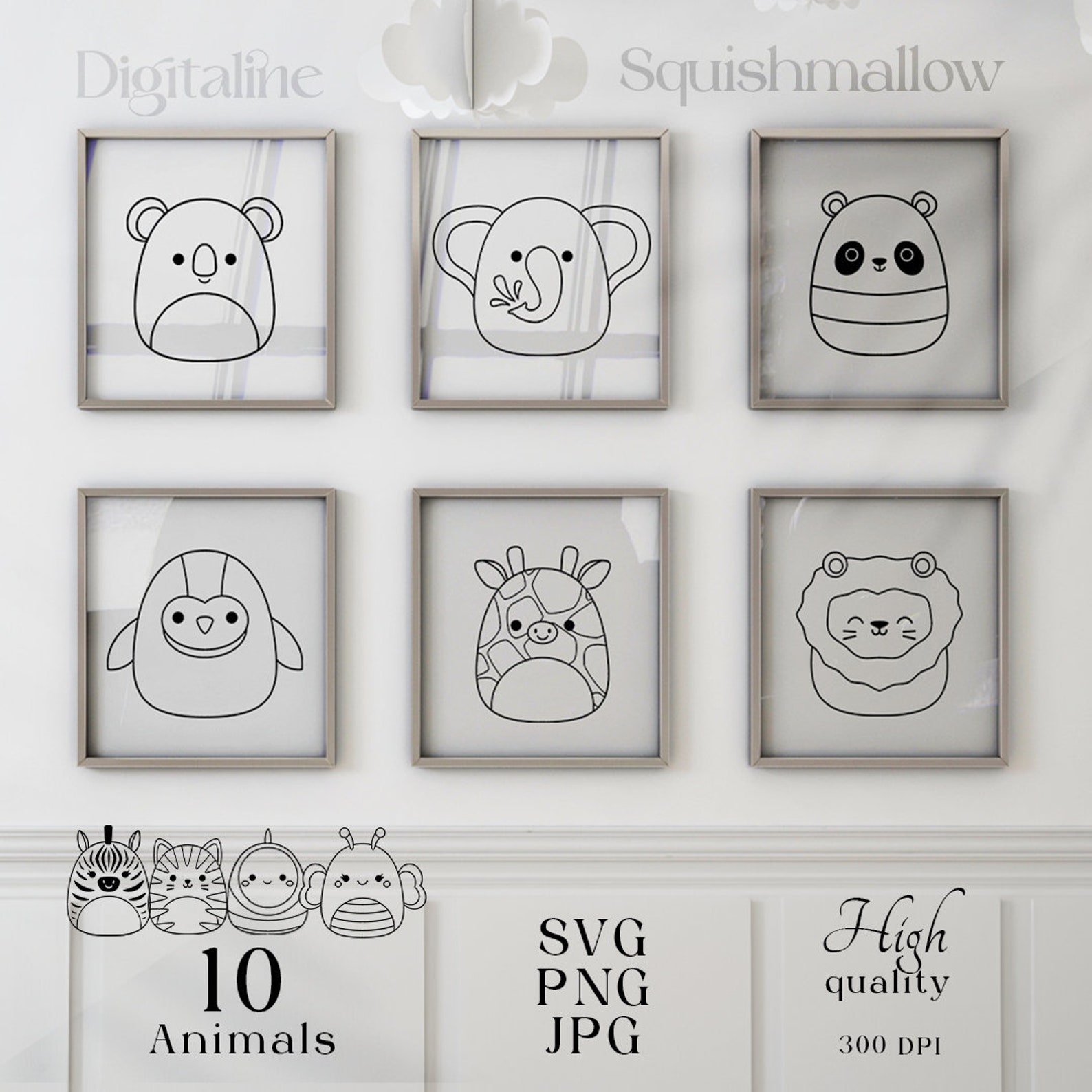 Squishmallows Animals Bundle | Set of 10 | PNG & SVG Clipart ...