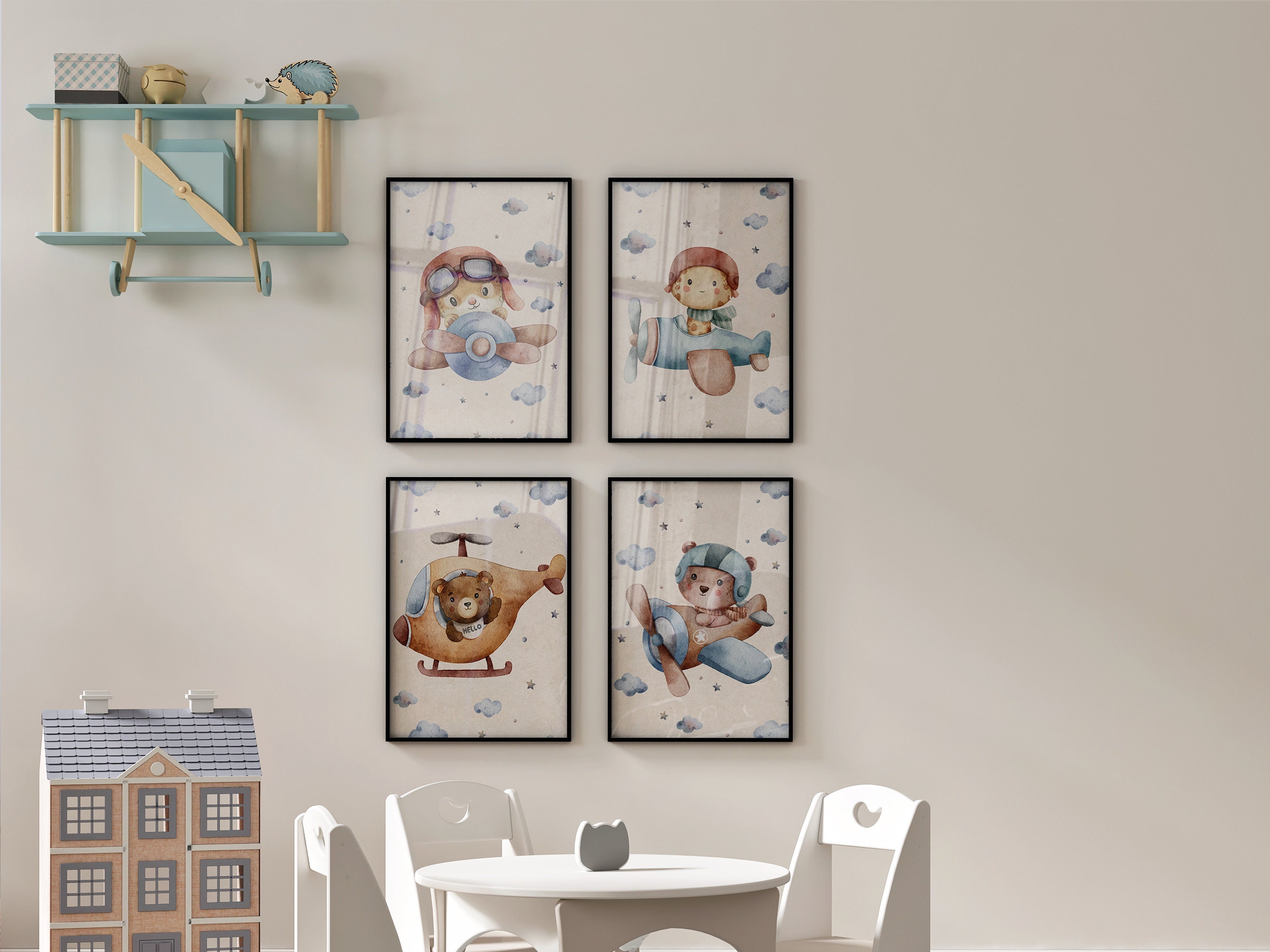 Flying Animals Prints, Animals PNG Bundle, Watercolor Animals Set ...