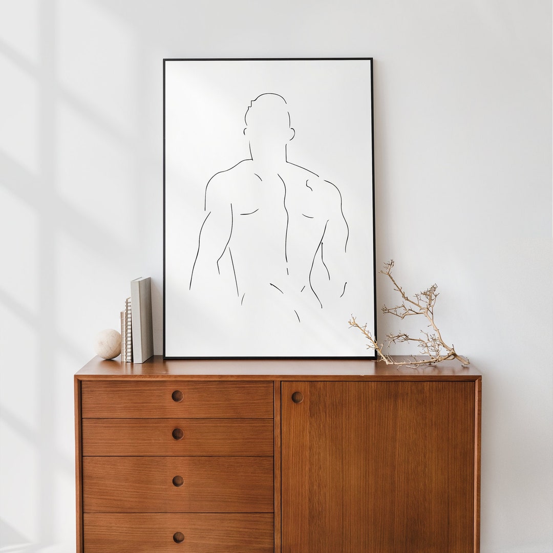 Abstract Man Back Print, Male Figure Line Art, Minimalist Man Wall Art ...