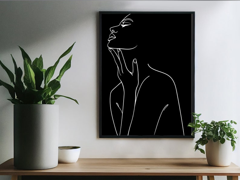 Female Face & Body Profile Line Art Pritable, Beautiful Woman Profile ...