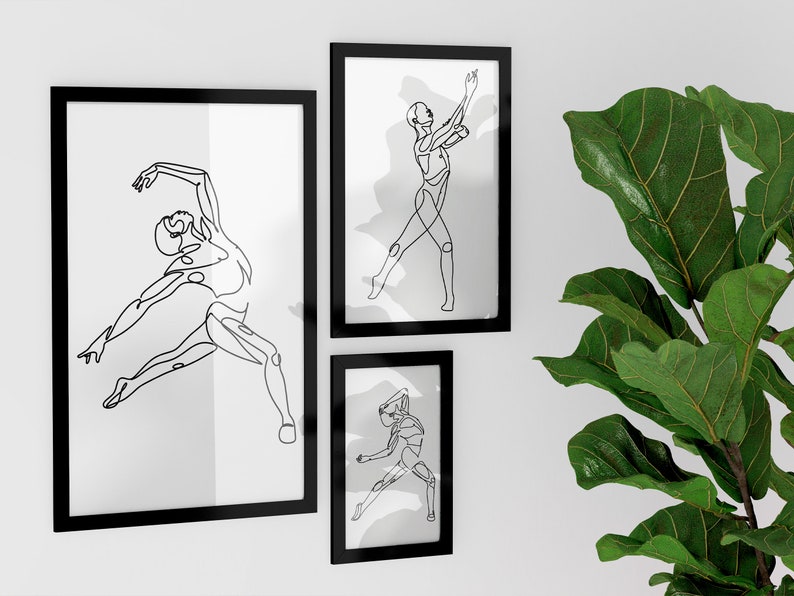 Male Dancer Line Art Set of 9 Wall Art, One Line Men Dancer Ballerina ...