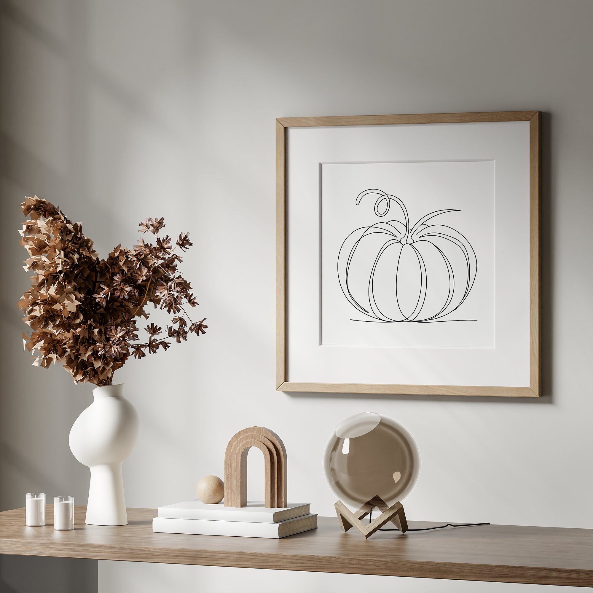 Minimalist Pumpkin Line Art, Pumpkin SVG & PNG Clipart, Halloween ...