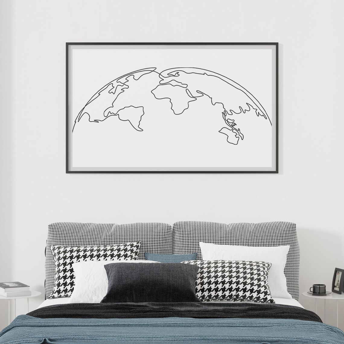 Digital Globe One Line Art, World Line Drawing, Minimalist World Map ...