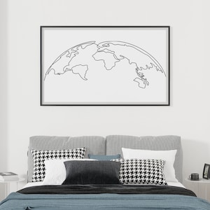 Digital Globe One Line Art, World Line Drawing, Minimalist World Map ...