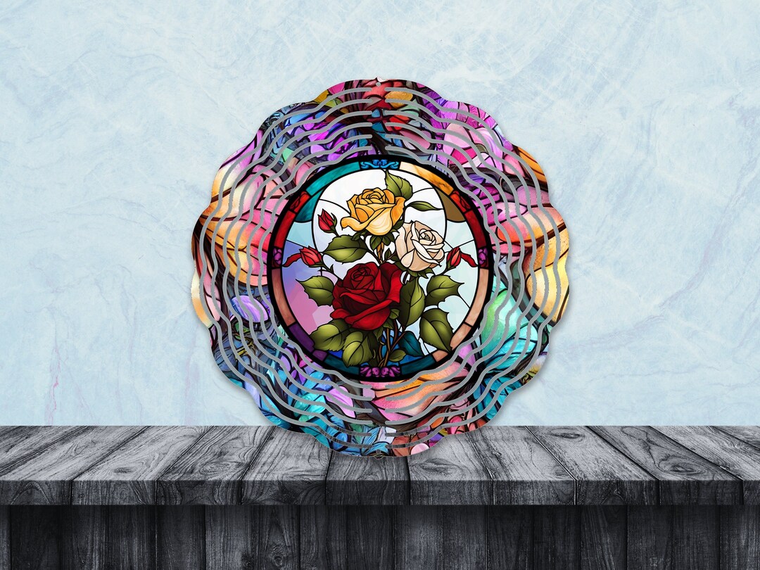 10in. Roses Stained Glass Wind Spinner Digital Download - Etsy