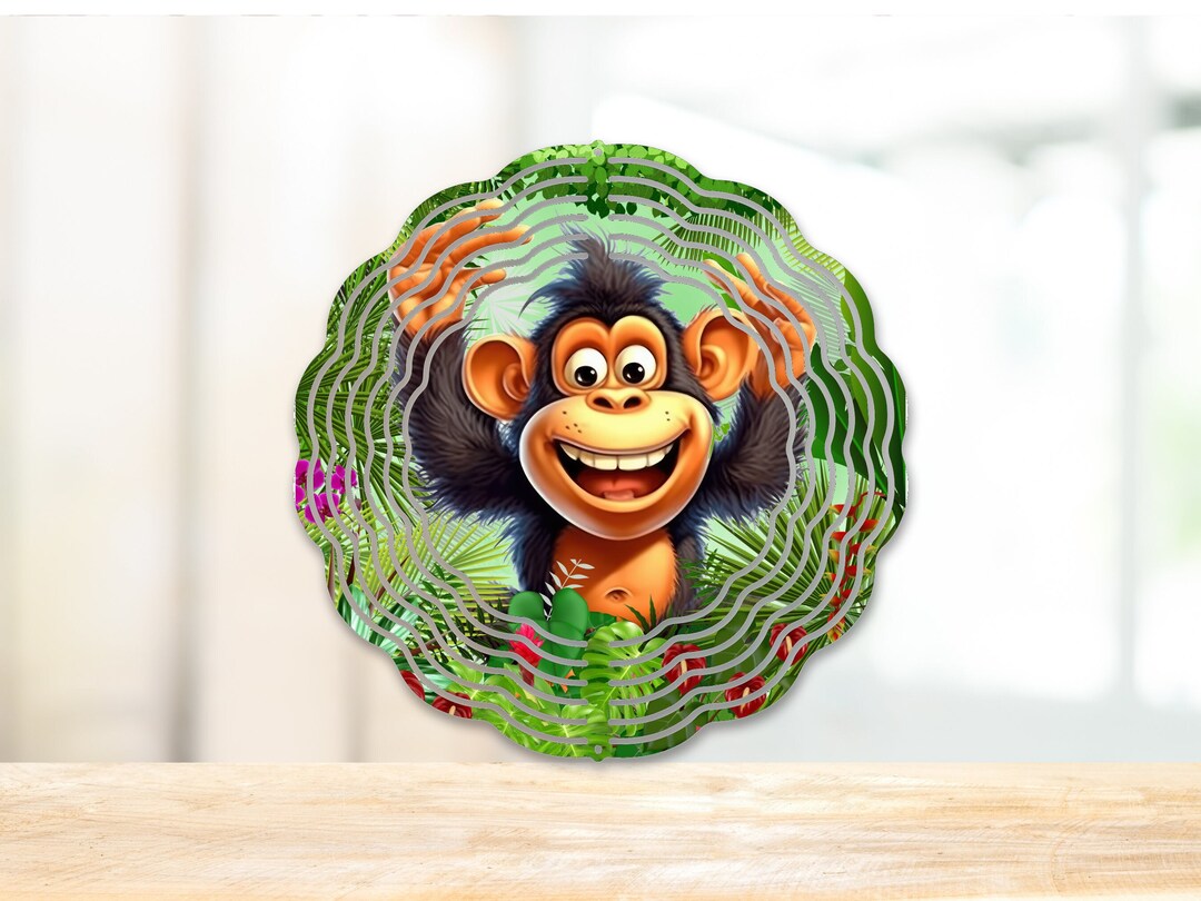 10in. Funny Monkey Wind Spinner Digital Download - Etsy