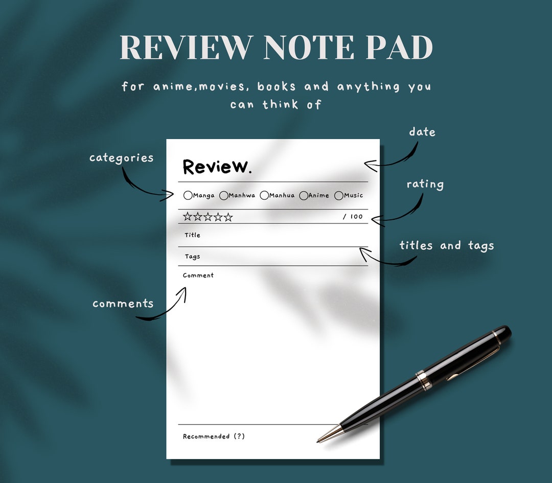 Review Note Pad, Memo Note, Minimalist Memo Template, Printable ...