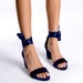 Blue Velvet Heels, Blue Velvet Shoes, Blue Block High Heels, Navy Blue ...