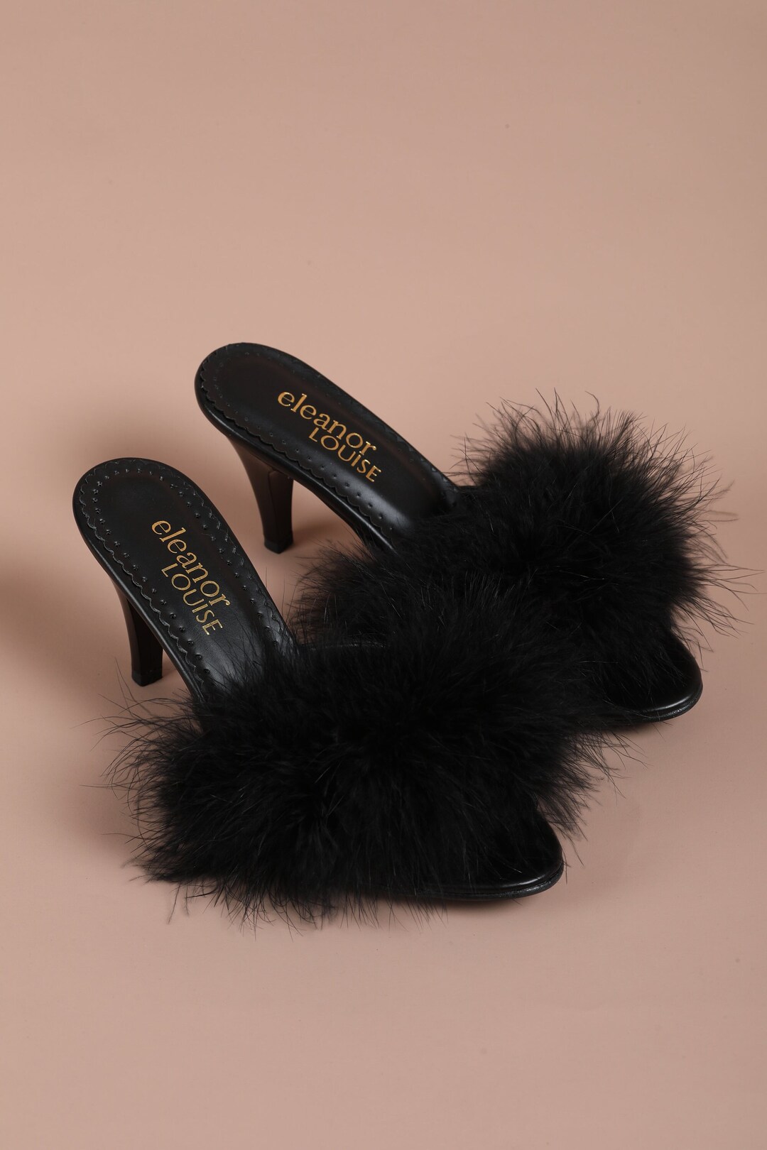 Feather Slippers Bridal Slippers Feather Heels Marabou Slippers