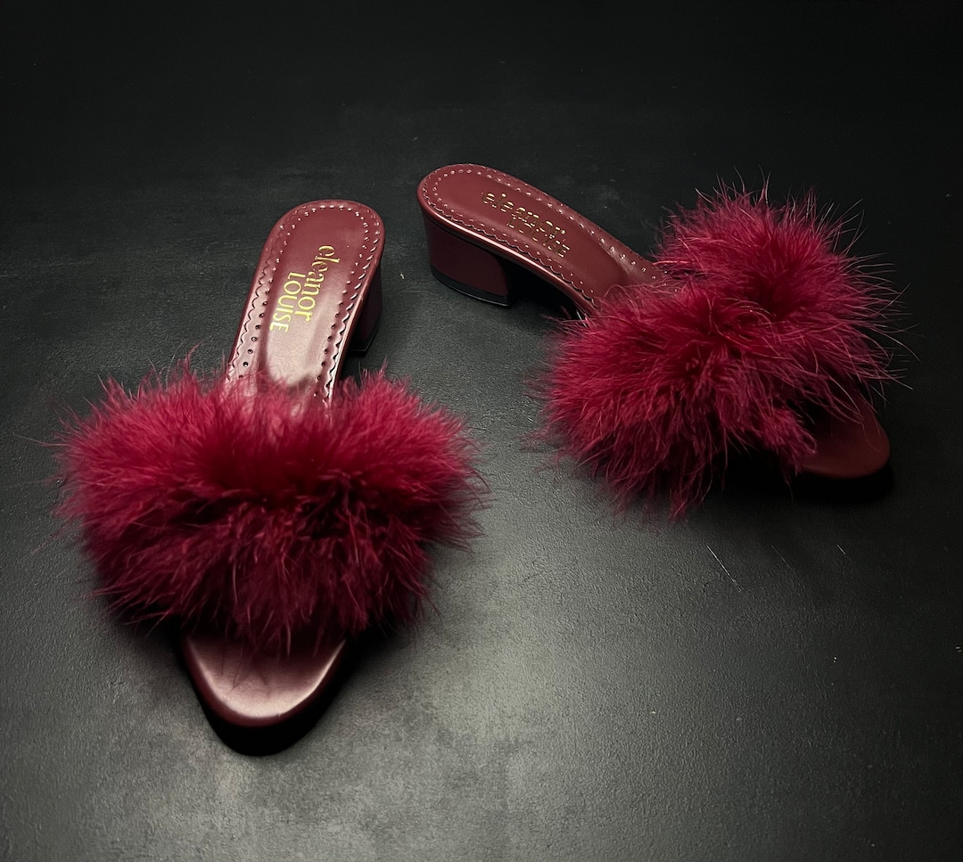 Marabou Feather Slippers, Bridal Slippers, Women's Boudoir Slippers ...