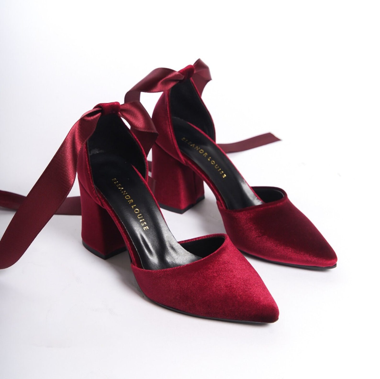Red Velvet Heels, Burgundy Velvet Shoes, Red Bridal Shoes, Burgundy ...
