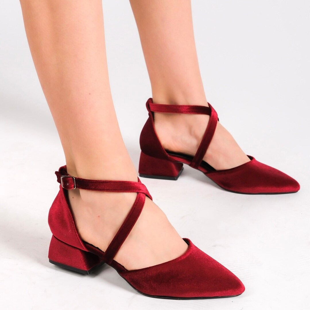 Red Velvet Heels Burgundy Velvet Shoes Red Bridal Shoes - Etsy