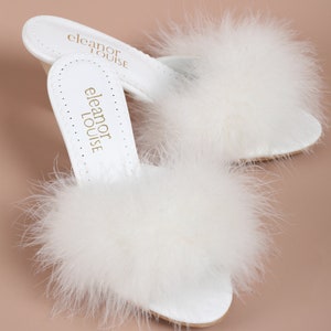 Feather Slippers, Bridal Slippers, Feather Heels, Marabou Slippers ...