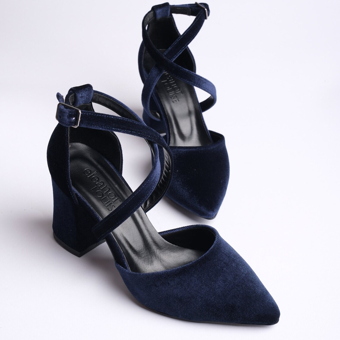 Blue Velvet Heels Blue Velvet Shoes Blue High Heels Navy - Etsy