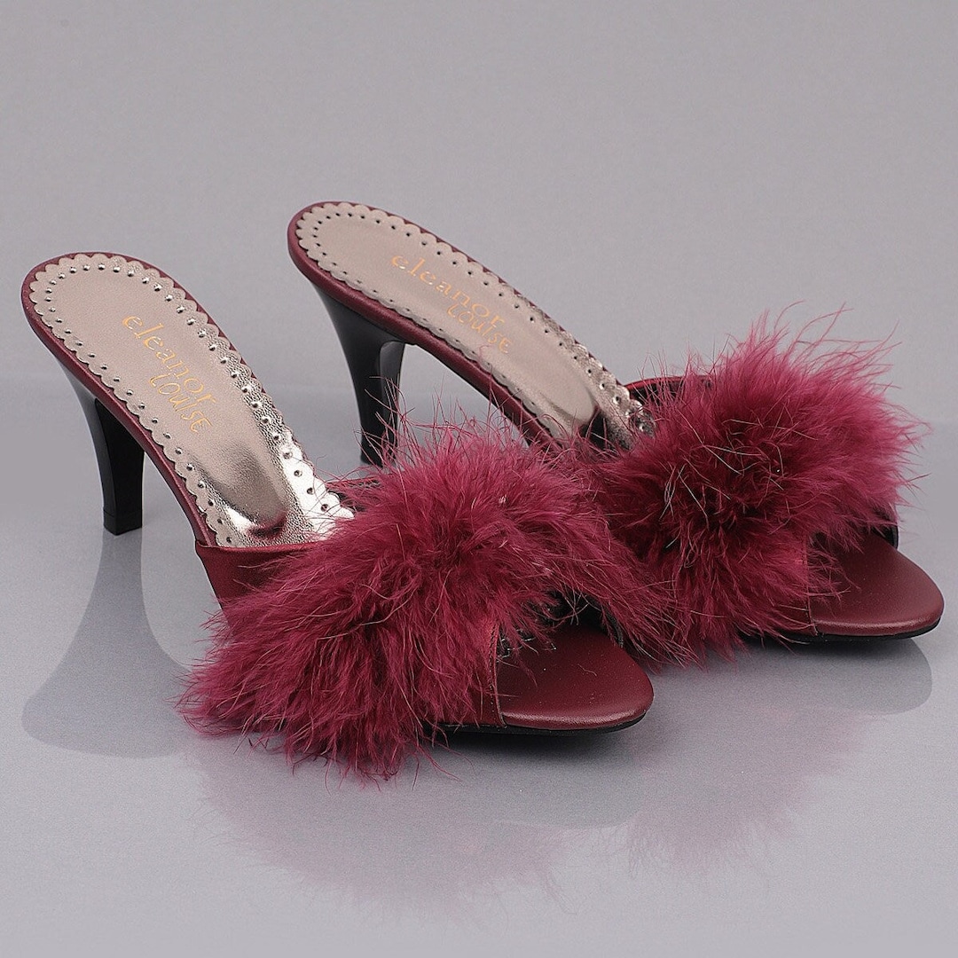 Feather Slippers, Bridal Slippers, Feather Sandals, Marabou Slippers ...