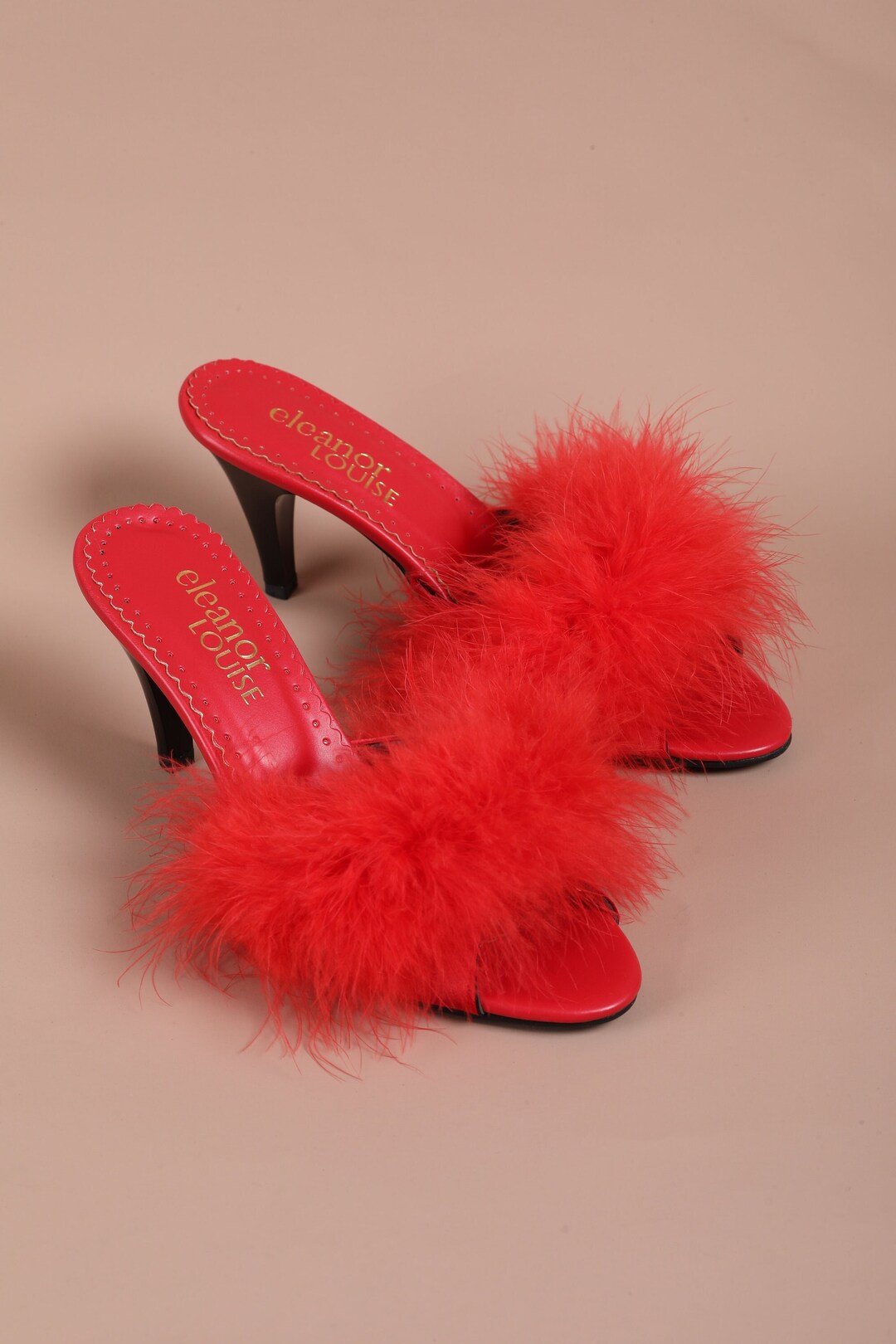 Feather Slippers Bridal Slippers Feather Heels Marabou Slippers