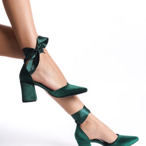 Green Velvet Heels, Green Velvet Shoes, Green High Heels, Green Bridal ...
