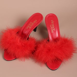 Feather Slippers, Bridal Slippers, Feather Heels, Marabou Slippers ...