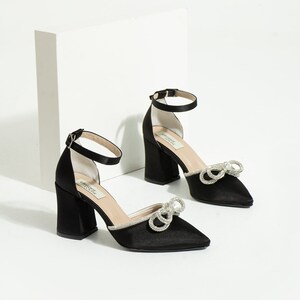 Black Block Heels, Black Bridal Shoes, Wedding Shoes, Black High Heels ...