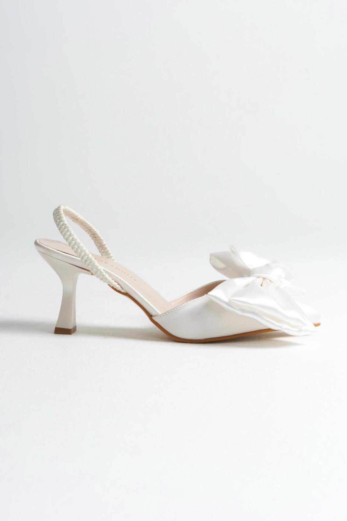 Ivory Satin Bow Tie Bride Shoes, Bridal Shoes, Wedding Shoes, Slingback ...
