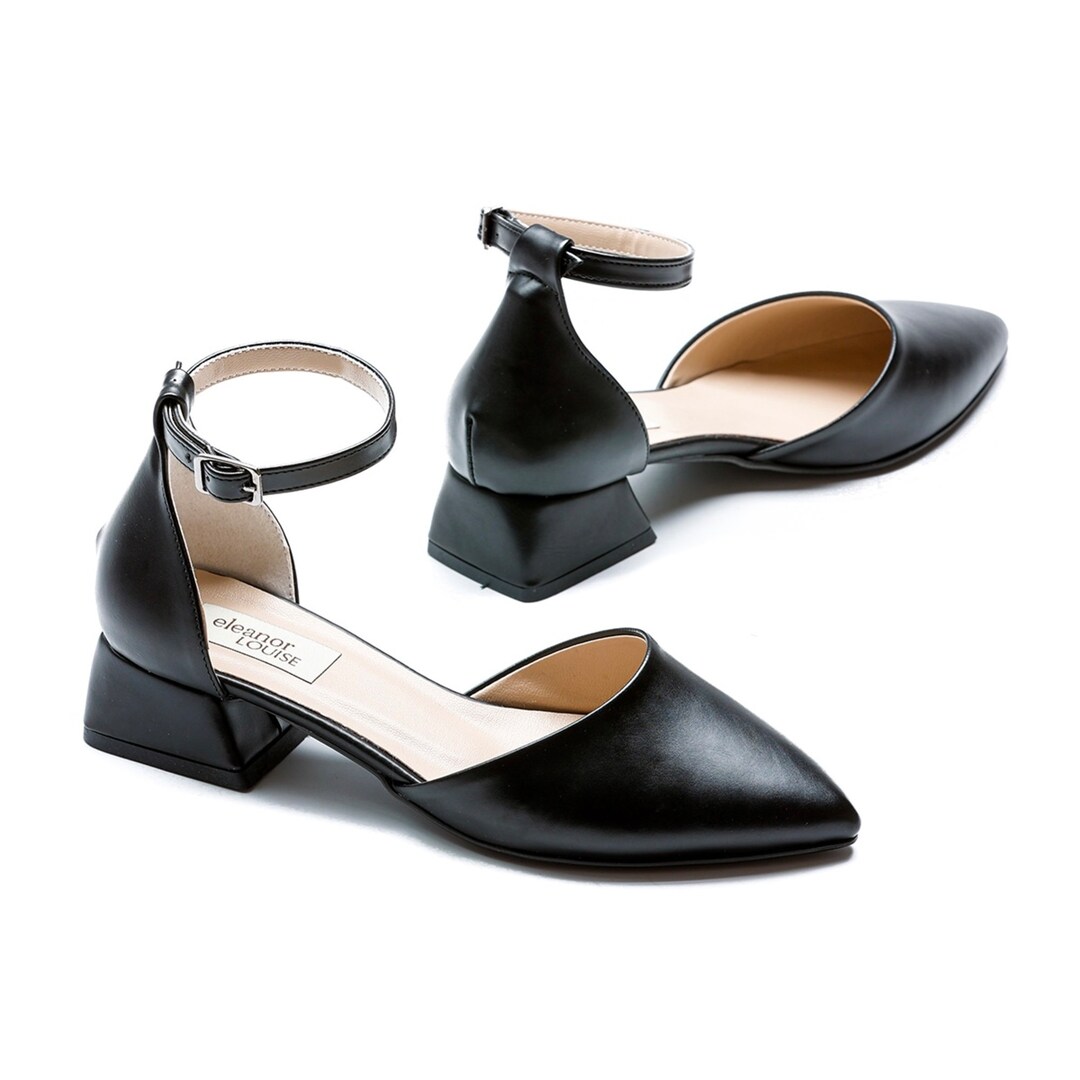 Black Low Heels, Women's Casual Shoes, Block Heels Wedding Shoes, Ankle ...