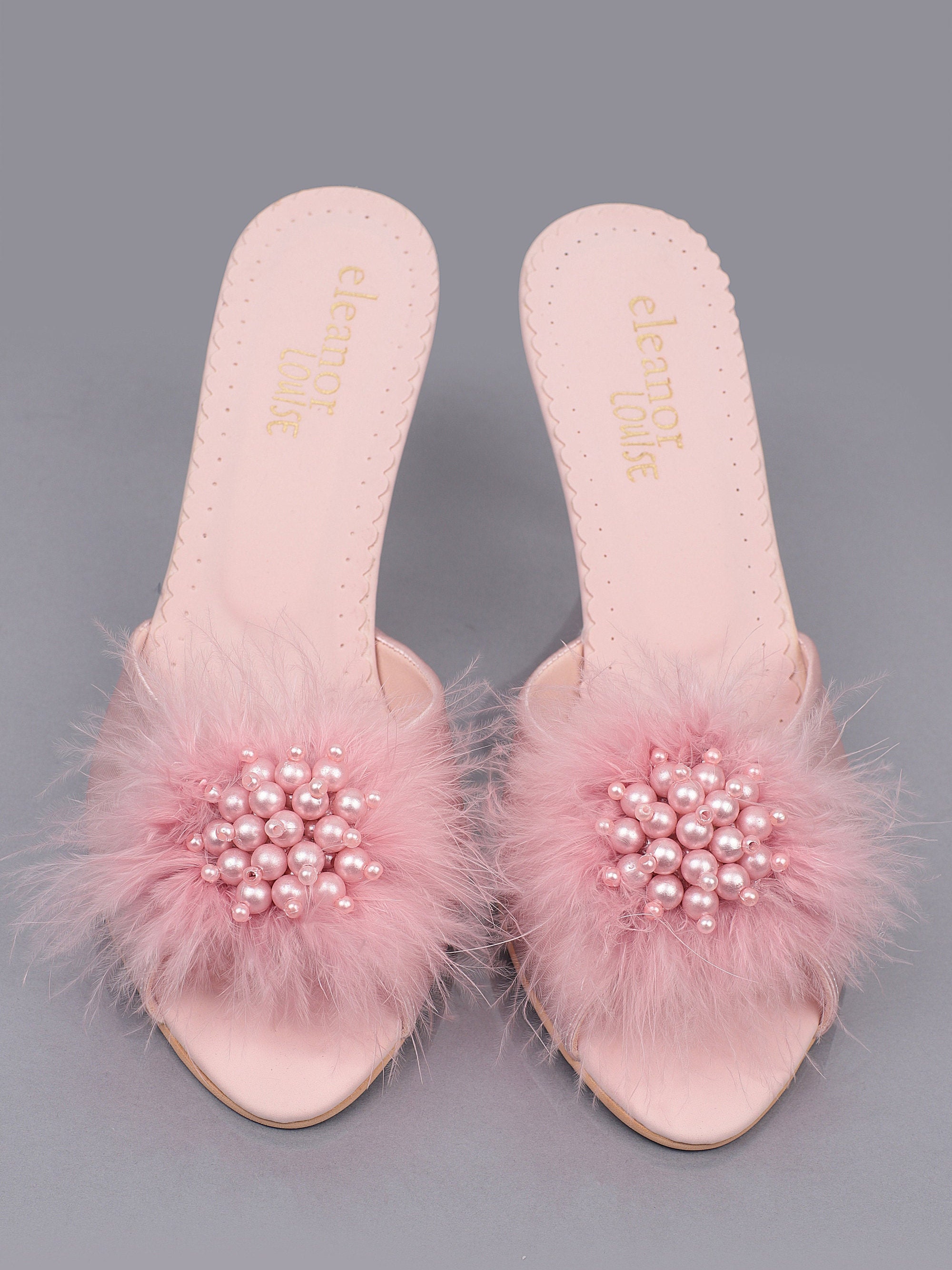 Marabou Feather Slippers Bridal Slippers Feather Heels - Etsy