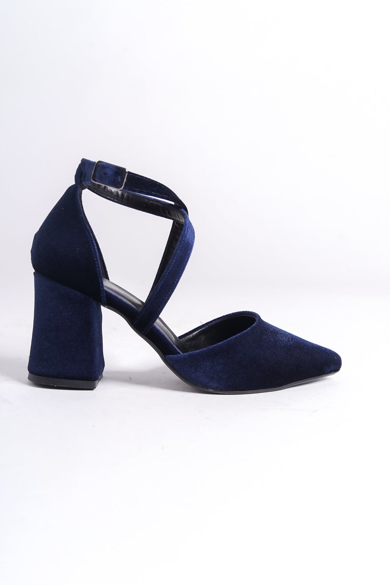 Blue Velvet Heels Blue Velvet Shoes Blue High Heels Navy - Etsy